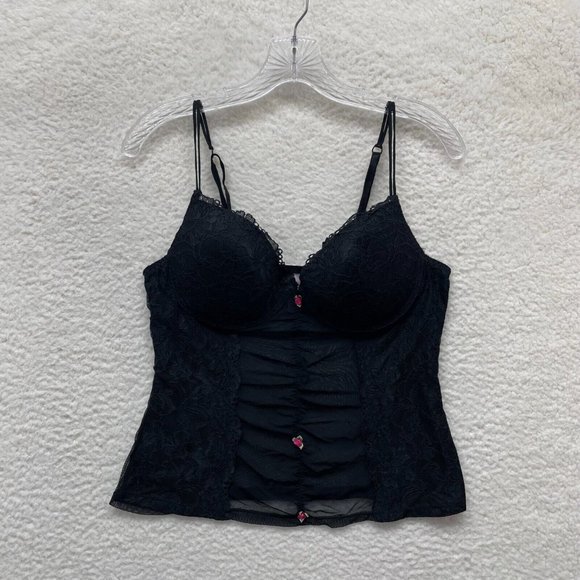 Inner Secrets | Tops | Inner Secrets Black Sheer Mesh Padded Fairy ...